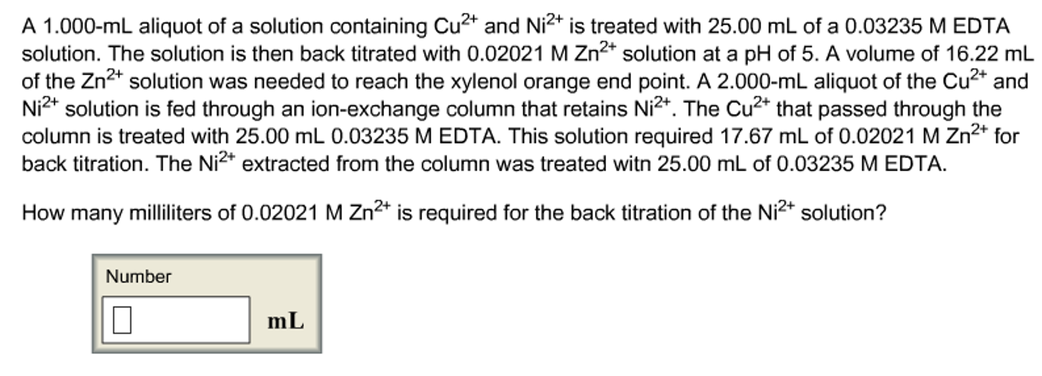 Solved A 1.000-mL aliquot of a solution containing Cu^2+ and | Chegg.com