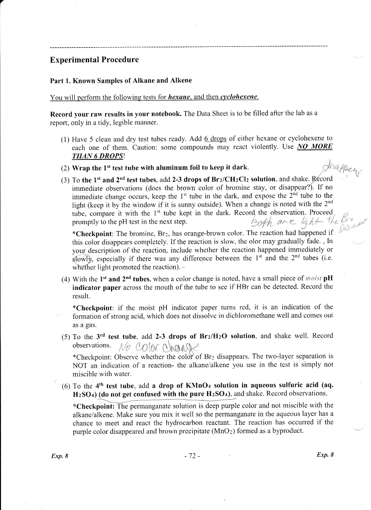 Solved Experimental Procedure Part 1. Known Samples of | Chegg.com