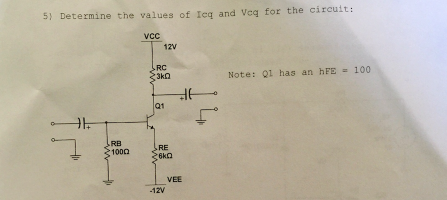 Solved 5) Determine the values of Icq and Vcq for the | Chegg.com