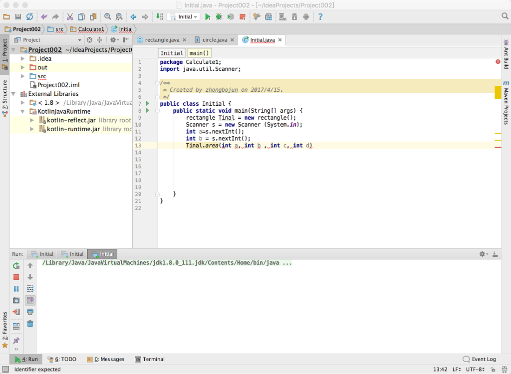 Solved Initial java Project002 /IdeaProjects/Projecto02] | Chegg.com