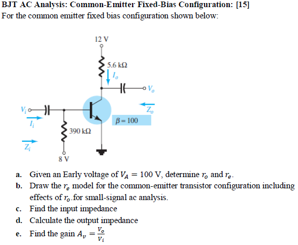 Solved BJT AC Analysis: Common-Emitter Fixed-Bias | Chegg.com