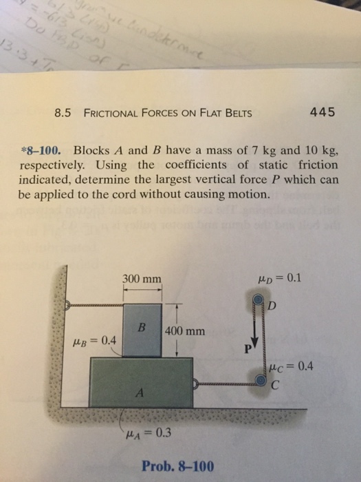 Solved Blocks A and B have a mass of 7 kg and 10 kg, | Chegg.com