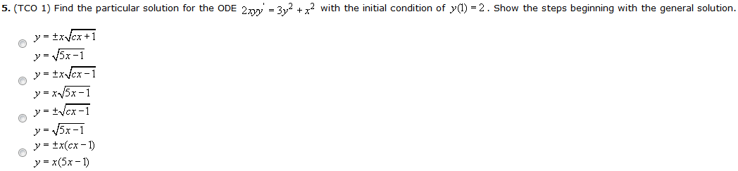 Solved Find the particular solution for the ODE | Chegg.com