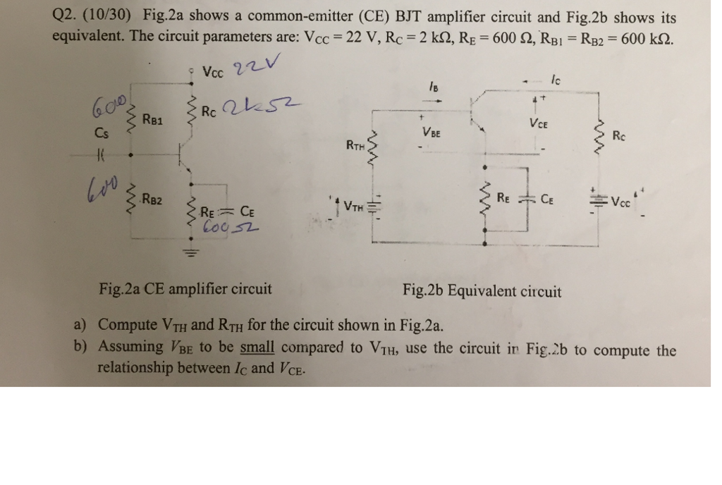 Solved Shows a common-emitter (CE) BJT amplifier circuit and | Chegg.com