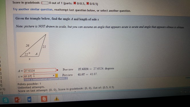 Solved Given the triangle below, find die angle A and length | Chegg.com