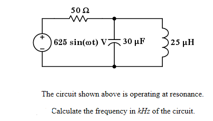 Solved 50? Vw The circuit shown above is operating at | Chegg.com