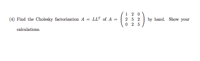 Solved Find the Cholesky factorization A = LL^T of A = by | Chegg.com