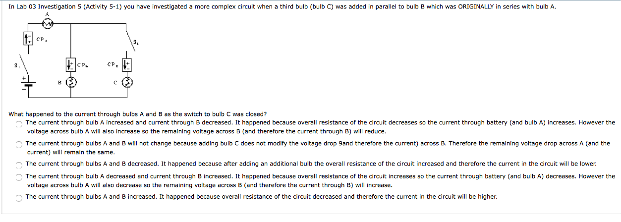Solved What happened to the current through bulbs A and B as | Chegg.com