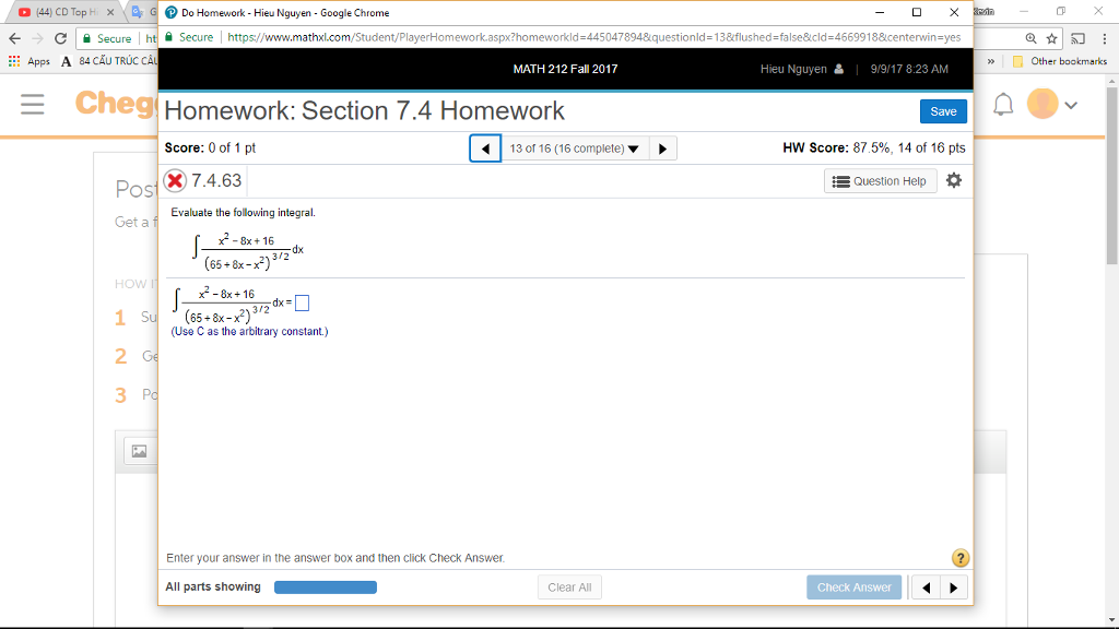 Calculus Archive | September 09, 2017 | Chegg.com