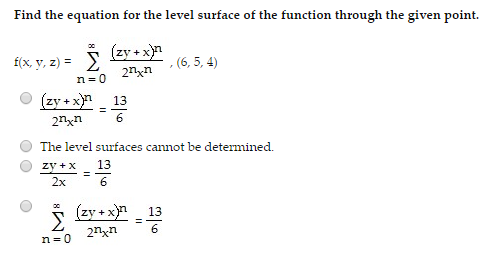 Solved Find the equation for the level surface of the | Chegg.com