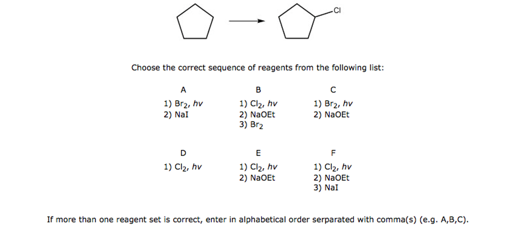 Solved Cl Choose the correct sequence of reagents from the | Chegg.com
