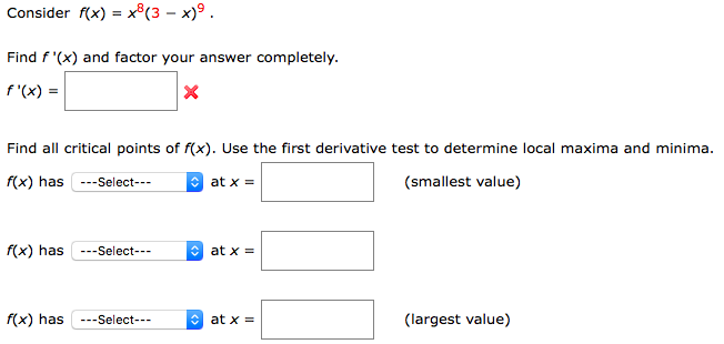Solved Consider F X X 8 3 X 9 Find F X And Factor