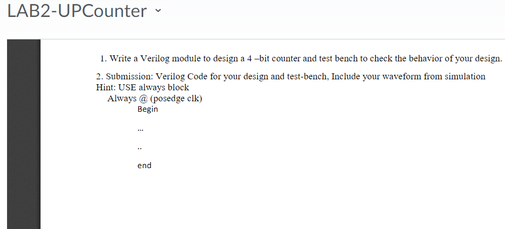 Solved Write A Verilog Module To Design A 4 Bit Counter And 8873