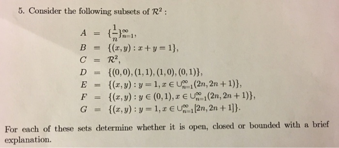 Solved Consider the following subsets of R^2: A = | Chegg.com