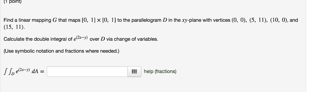 Solved (1 point Find a linear mapping G that maps [O, 1] x | Chegg.com