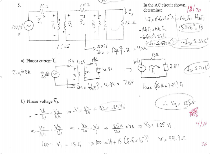Solved In the AC circuit shown, determine: Phasor current | Chegg.com