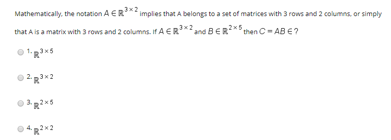 Solved Mathematically, the notation A R mhat A belongs to a | Chegg.com