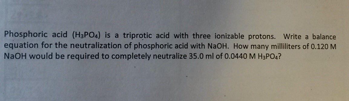 Solved Phosphoric acid (H_3PO_4) is a triprotic acid with | Chegg.com