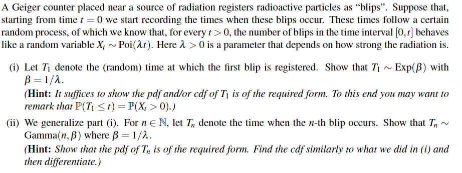 Solved A Geiger counter placed near a source of radiation | Chegg.com
