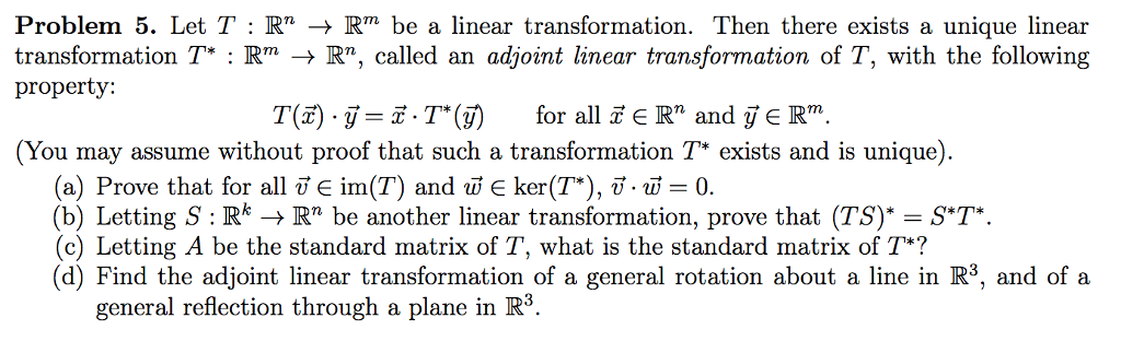 Solved Let T: R^n rightarrow R^m be a linear transformation. | Chegg.com