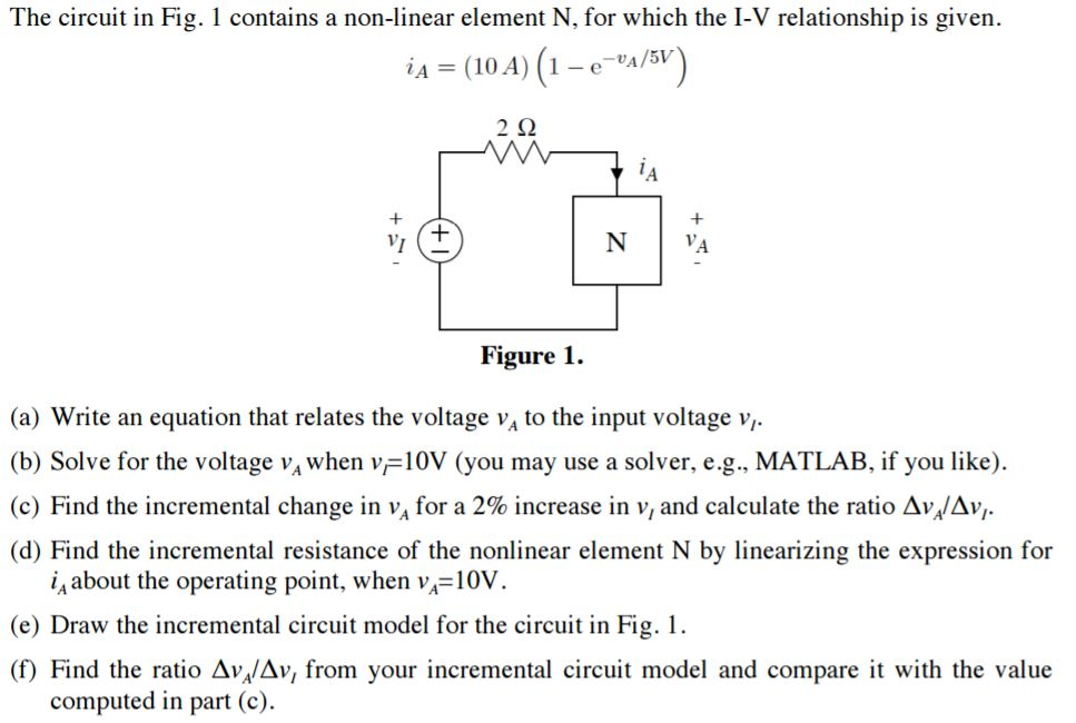 Solved The circuit in Fig. 1 contains a non-linear element | Chegg.com
