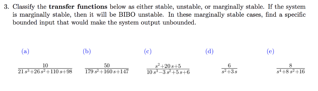 Solved 3. Classify the transfer functions below as either | Chegg.com