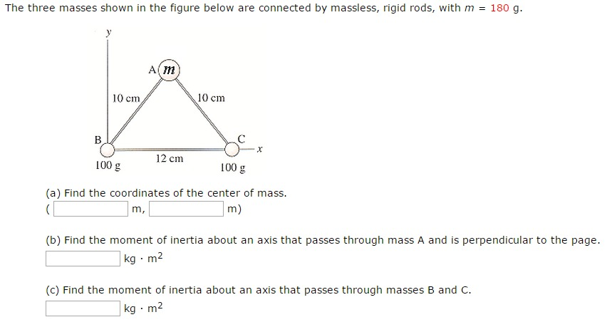 Solved The three masses shown in the figure below are | Chegg.com