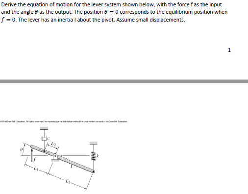 Solved Derive the equation of motion for the lever system | Chegg.com