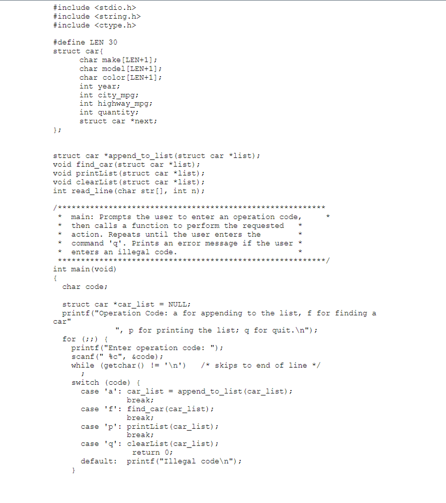 Solved C Program A small car dealer would like to | Chegg.com