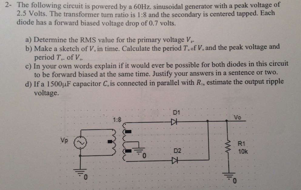 Solved Sinusoidal generator problem, determining RMS, | Chegg.com