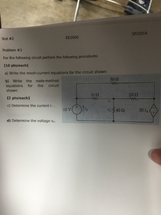 Solved For the following circuit perform the following | Chegg.com