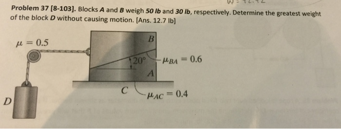 Solved Blocks A and B weigh 50 lb and 30 lb, respectively. | Chegg.com