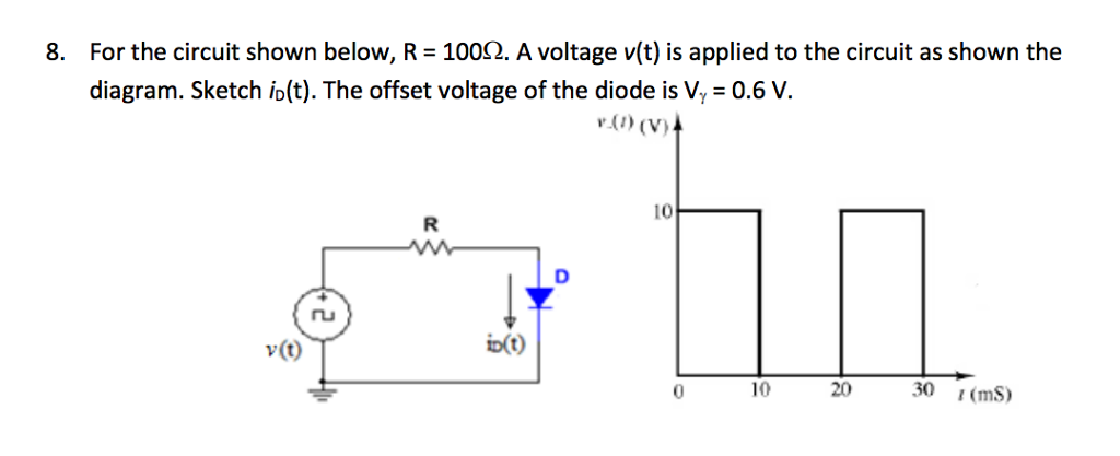 Solved For the circuit shown below, R = 1000 ohm. A voltage | Chegg.com