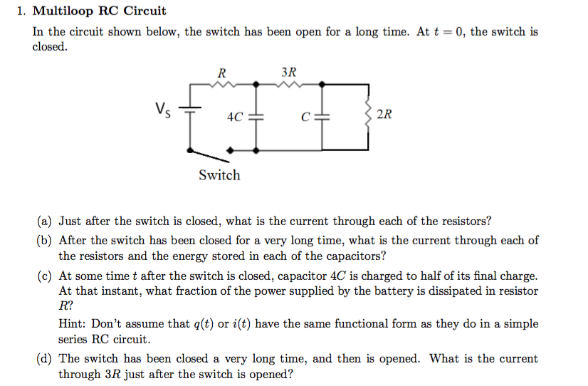 Solved Multiloop RC Circuit in the circuit shown below, the | Chegg.com