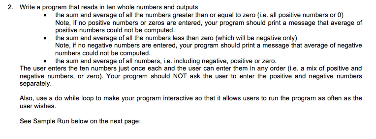 Solved 2 Write A Program That Reads In Ten Whole Numbers