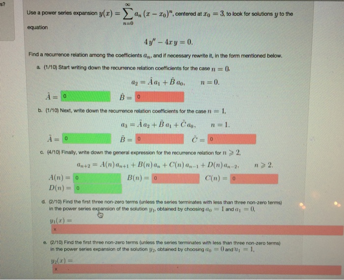 Solved Use a power series expansion y(x) = summation_n = | Chegg.com