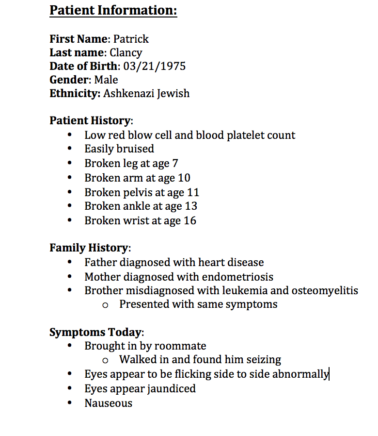 Solved Directions: Based off the information on your case | Chegg.com