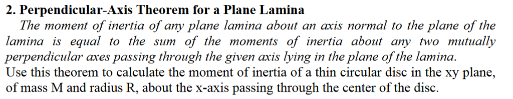 Solved 2. Perpendicular-Axis Theorem for a Plane Lamin:a The | Chegg.com