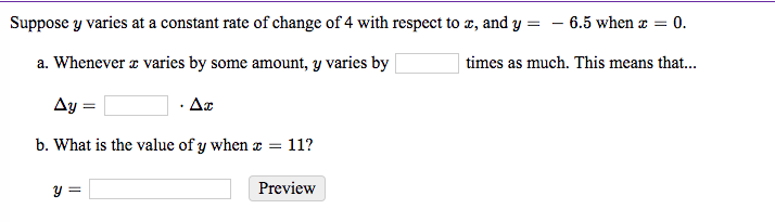 Solved Suppose y varies at a constant rate of change of 4 | Chegg.com Solved Suppose y varies at a constant rate of change of 4 | Chegg.com