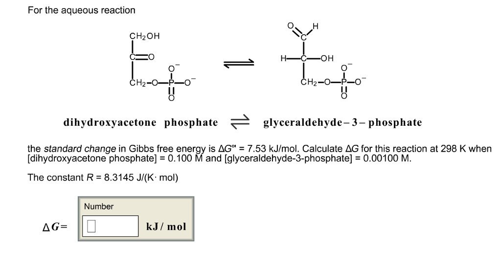 Solved For the aqueous reaction CH2OH HC OH CH2-0-P O | Chegg.com