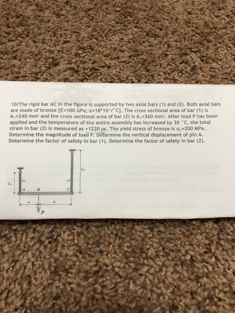Solved 10/The rigid bar AC in the figure is supported by two | Chegg.com