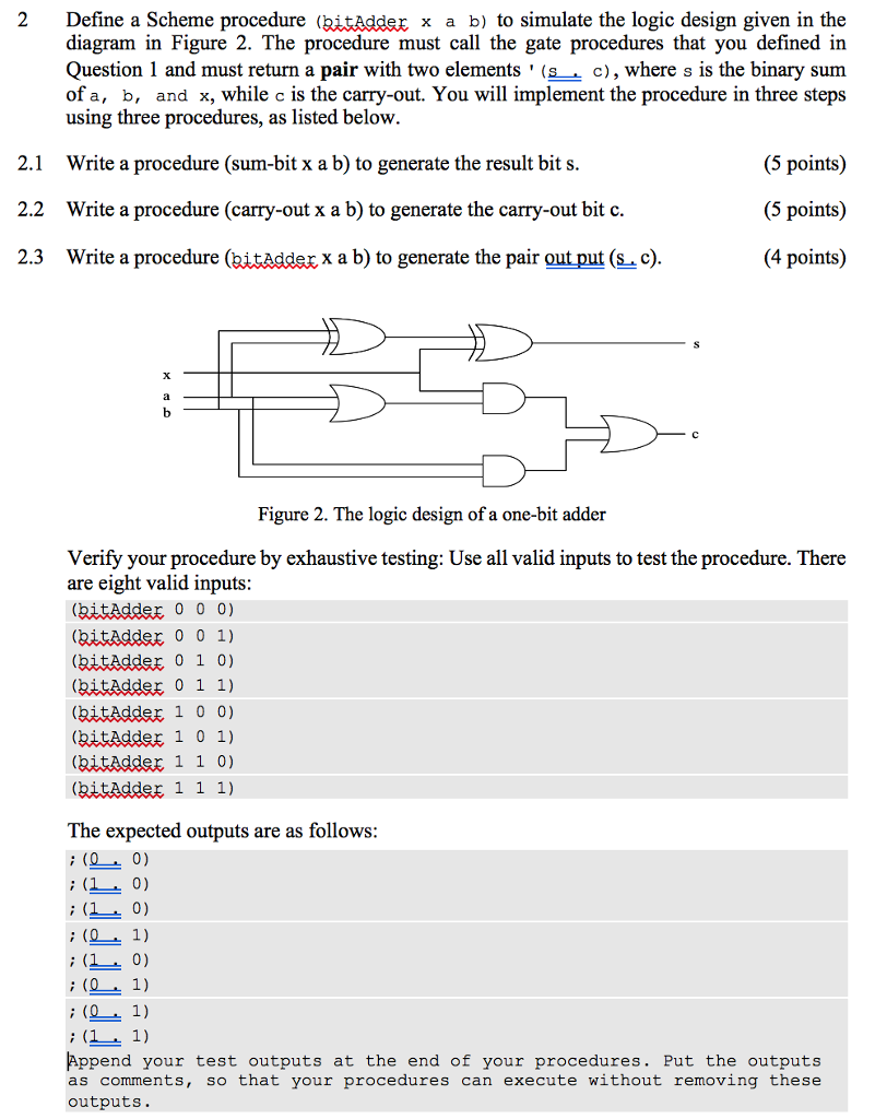 Solved 1 Write three Scheme procedures to simulate these | Chegg.com