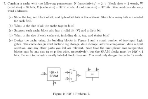 Solved 7. Consider a cache with the following parameters: N | Chegg.com