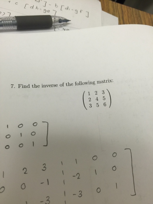 Solved I d 7. Find the inverse of the following matrix: 1 2 | Chegg.com
