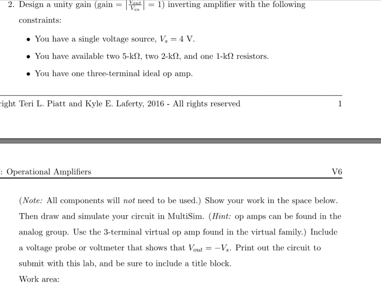 Solved Design a unity gain (gain = |v_out/v_in| = 1) | Chegg.com