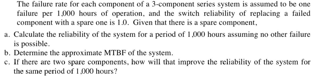 Solved The failure rate for each component of a 3-component | Chegg.com