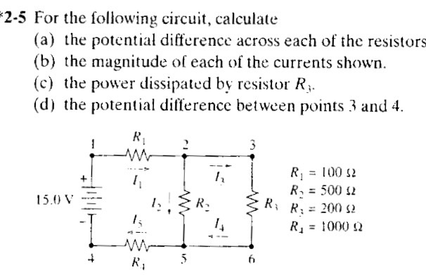 Solved For the following circuit, calculate the potential | Chegg.com
