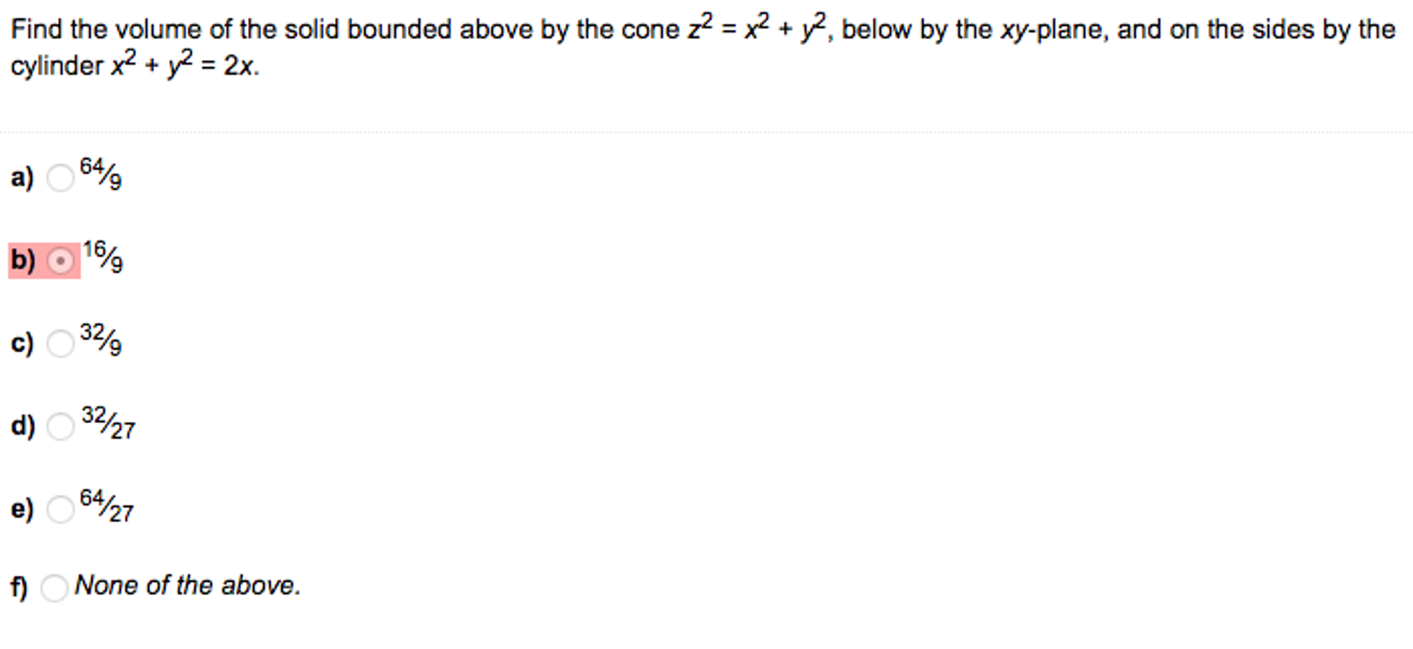 Solved Find the volume of the solid bounded above by the | Chegg.com