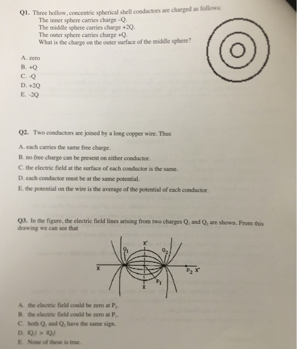 Solved Three hollow. concentric spherical shell conductors | Chegg.com