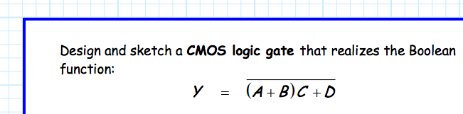 Solved Design and sketch a CMOS logic gate that realizes the | Chegg.com